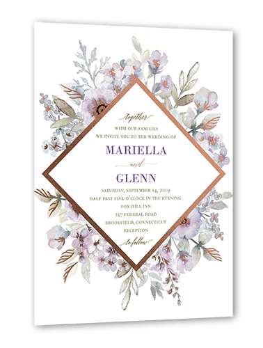 Diamond Blossoms 5x7 Wedding Invitations
